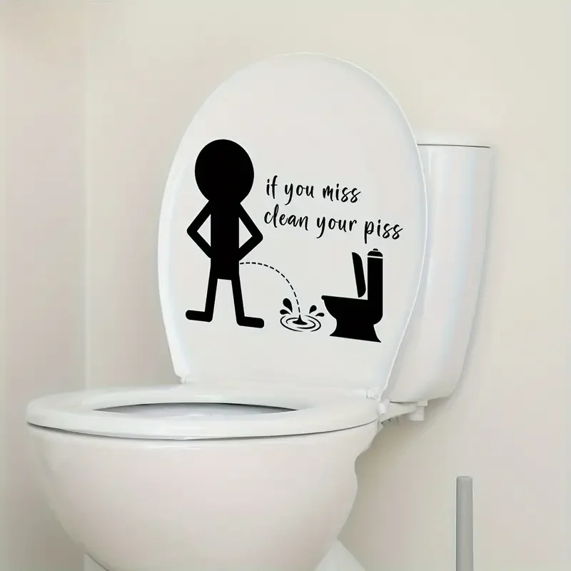 1pc Artistic Vinyl Toilet Lid Decal, Funny Bathroom Mural, Self ...