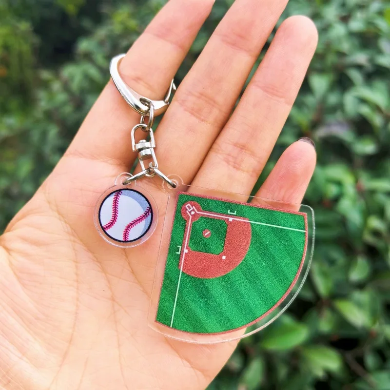 New Acrylic Baseball field football field Keychain Double Sided Mini 3D ...