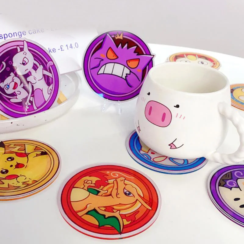 Pokemon-Pikachu-Acrylic-Coasters-Psyduck-Gengar-Mimikyu-Kawaii-Cartoon ...