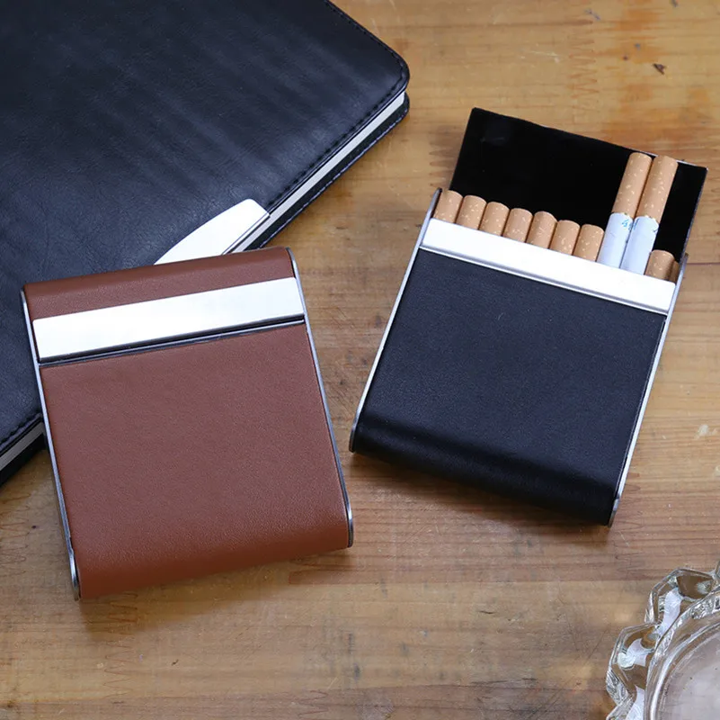 Leather-20pcs-Cigarette-Container-Case-Portable-Cigarette-Box-Tobacco ...