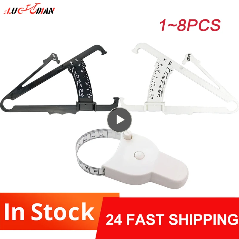 1-8PCS-Body-Fat-Caliper-Body-Fat-Tester-Skinfold-Measurement-Tape-with ...