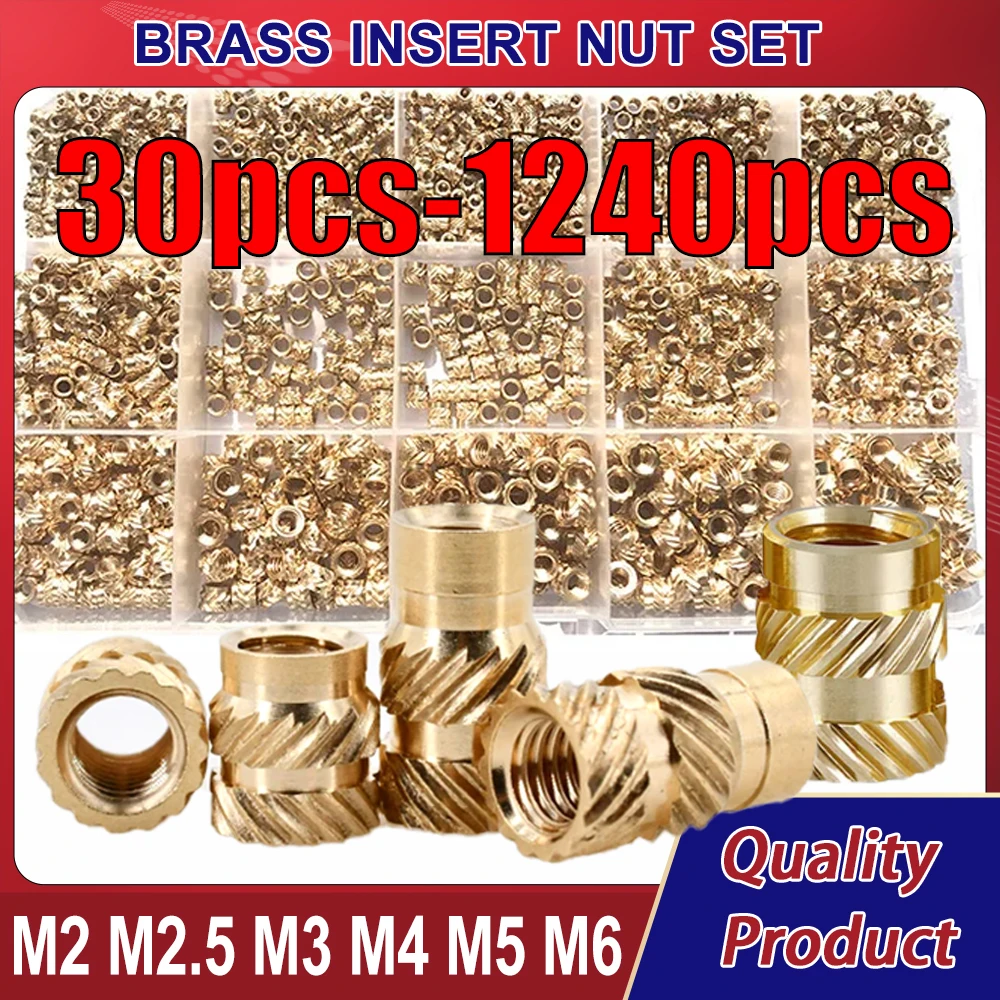 Inserts-M3-M6-Brass-Heat-Set-Insert-Nut-Threaded-Hot-Melt-Knurled ...