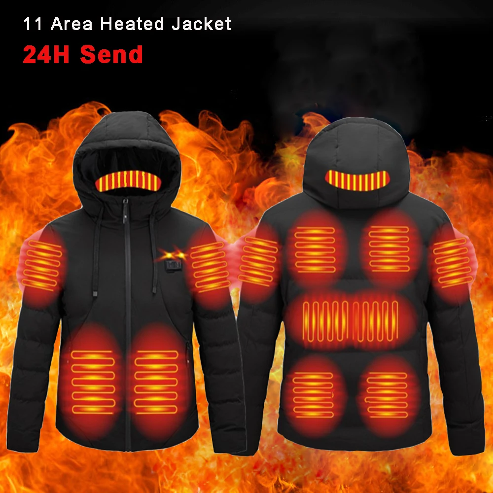 Heated Jackets Men's Vest 11 Areas USB Winter Outdoor Electric Heating ...