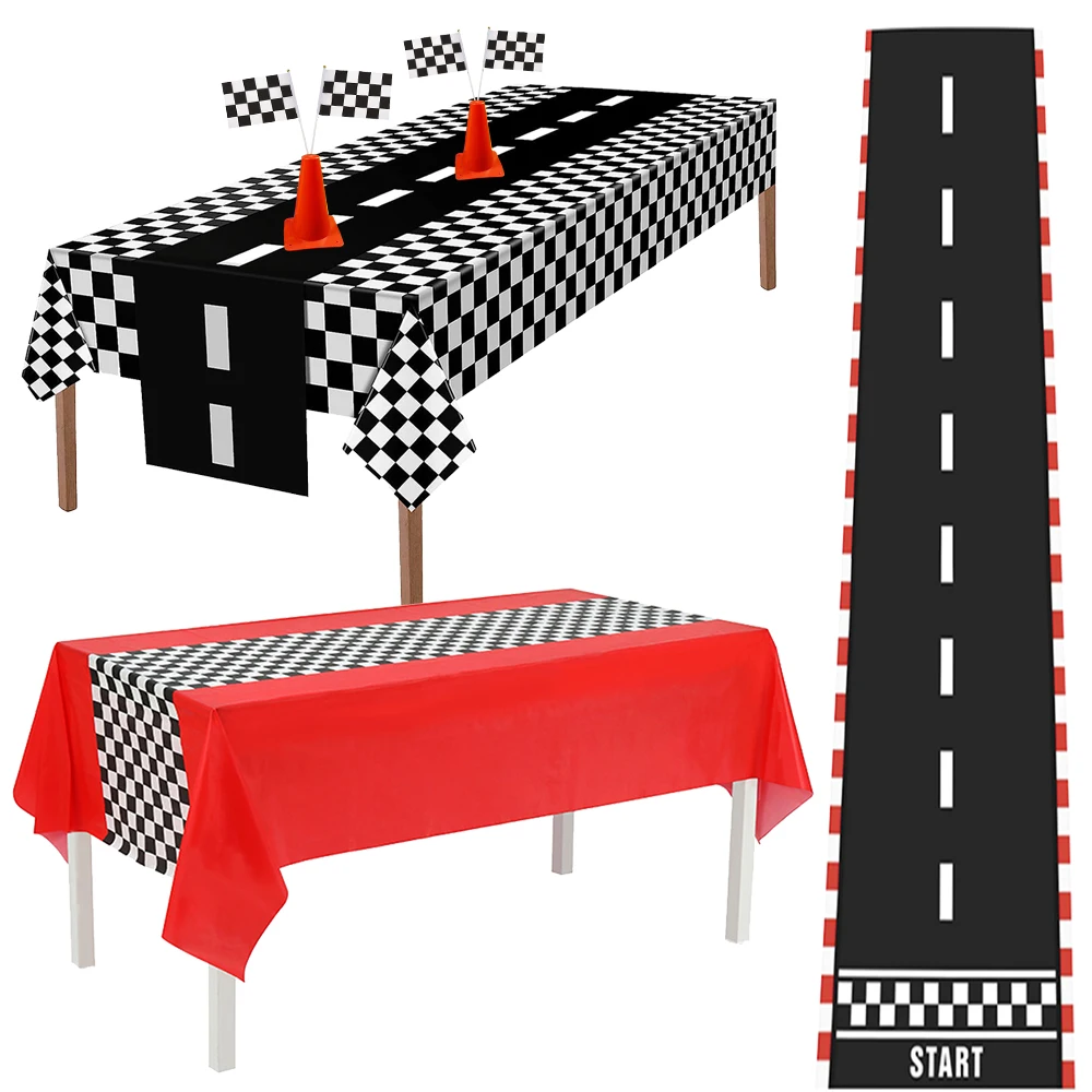 Black-white-racing-tablecloth-checkered-flags-racing-car-table-cover ...