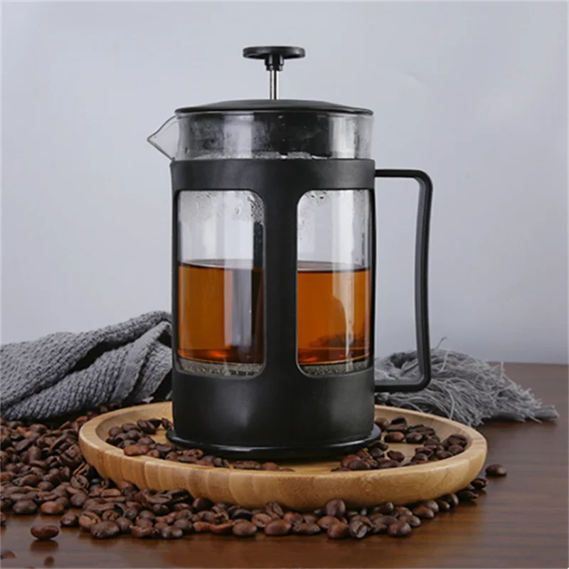 New-Glass-French-Press-Pot-Coffee-Maker-Hand-Punch-Pot-Stainless-Steel ...