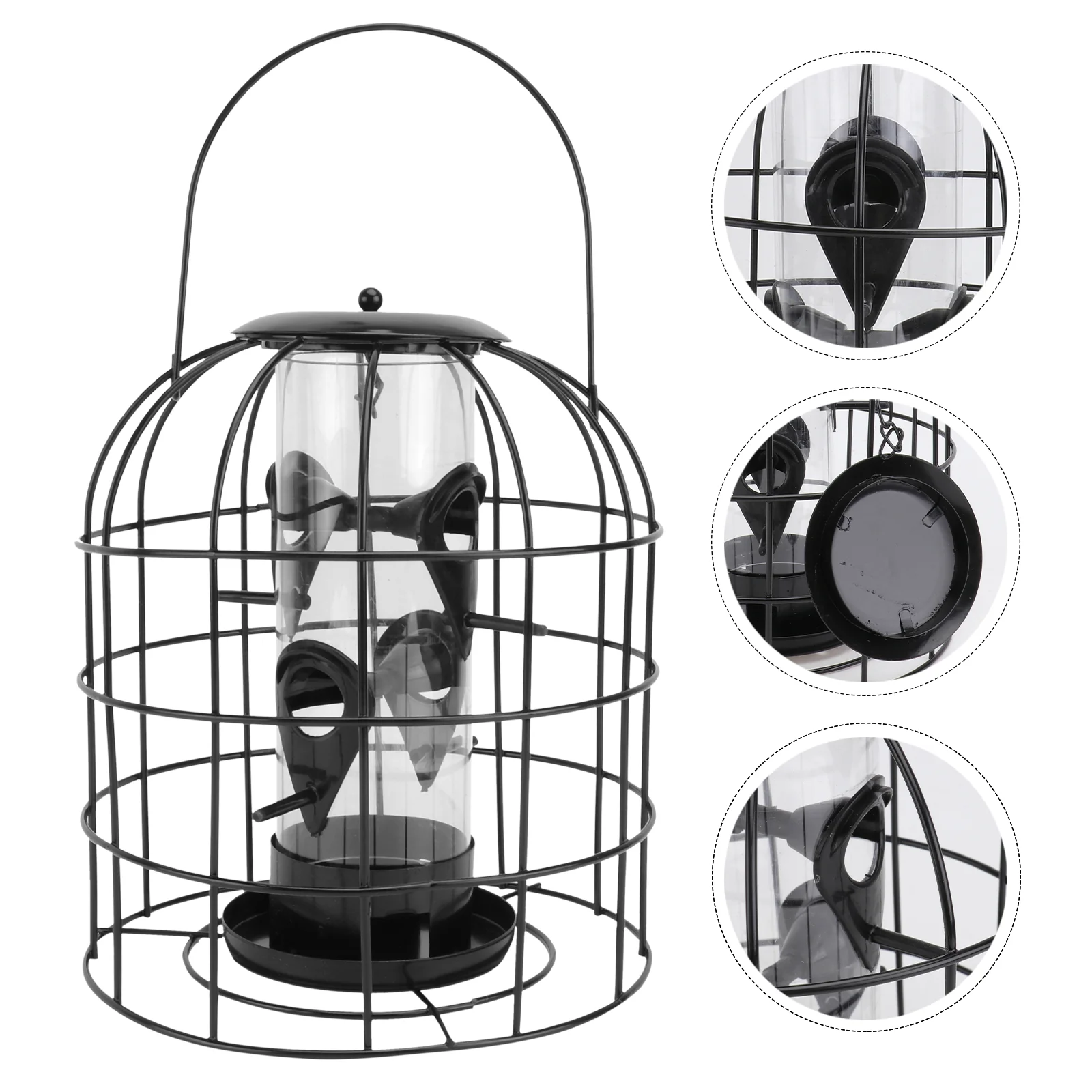 Bird Feeding Container Hanging Cage Feeder Hangers Window Iron Feeders ...