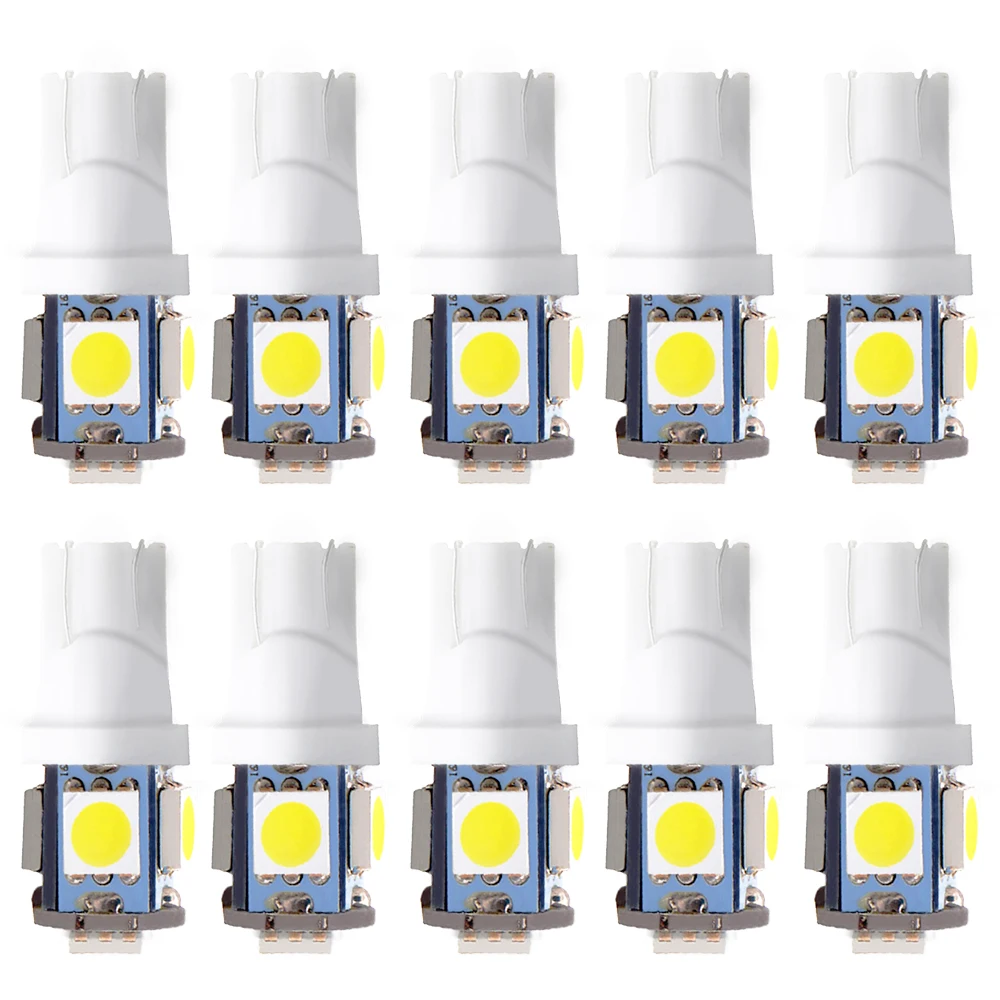 10Pcs 5050 5SMD Auto Led Auto Lamp Interior Lights 168 194 LED DC 12V ...