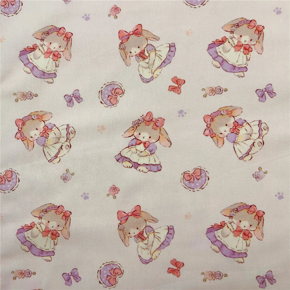 wide145cm Cute dress rabbit Cotton poplin Fabric dress Printed Fabrics ...