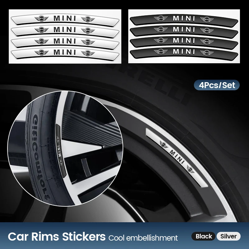 4Pcs Car Styling Wheel Rims Racing Stickers Badge for MINI Cooper S ...