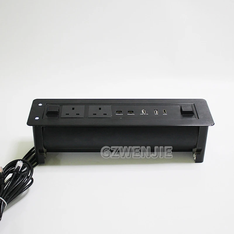 UK/USA Power Conference Table Power With Wireless Charging Flip Cover ...