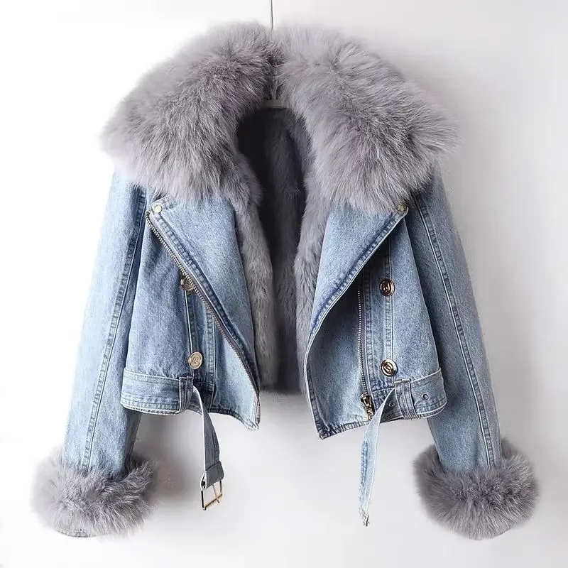 Faux-Fur-Fox-Coats-Denim-Coat-Women-Y2k-Jeans-Turn-Down-Collar-Maxi ...