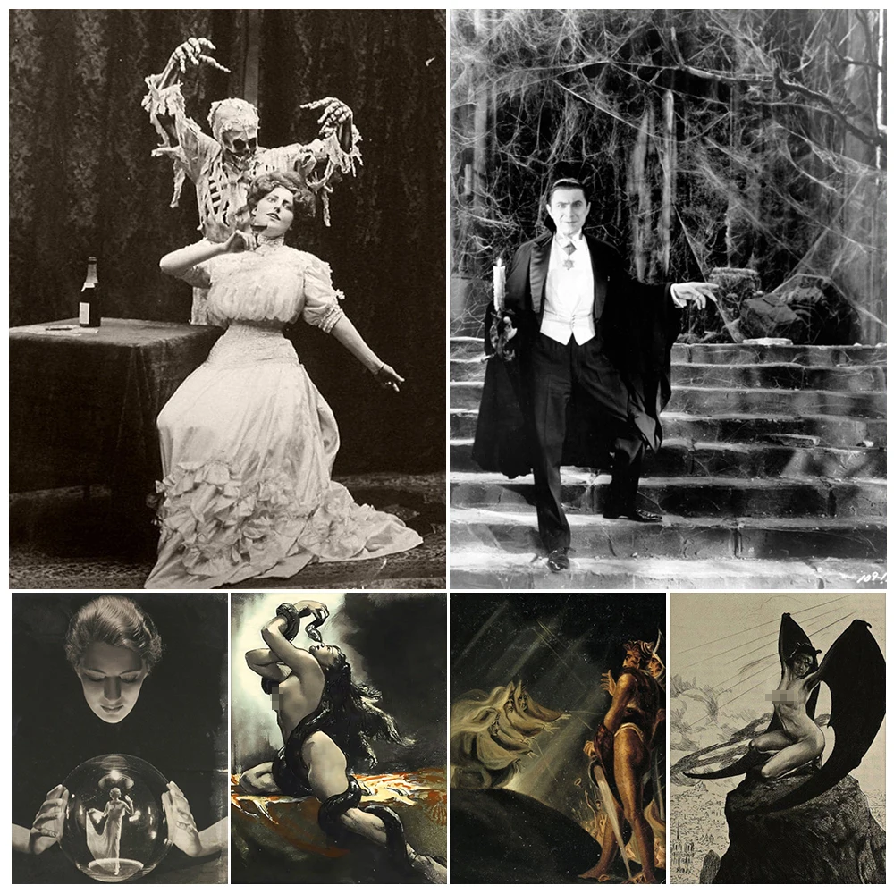 Enchanted-Wizard-Merlin-Dracula-Three-Witches-Dark-Art-Poster-Print ...