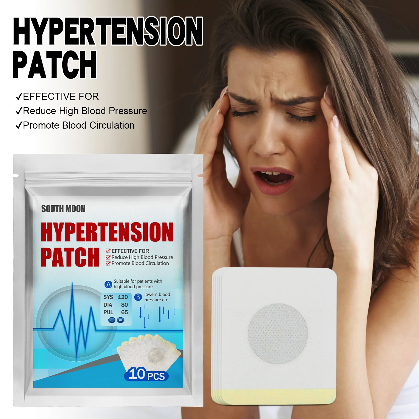 10pcs-box-High-Blood-Pressure-Patch-Headache-Calming-Patches-Clean ...