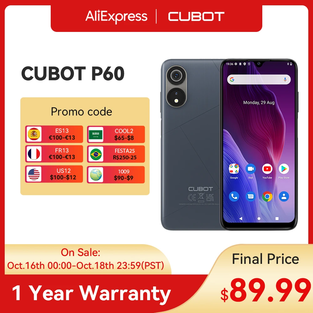 Cubot-P60-Smartphone-Dual-SIM-6-517-HD-MT6765-Octa-Core-6GB-128GB-256GB ...
