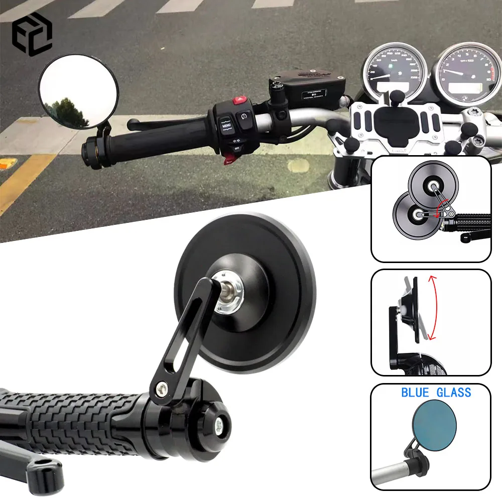 Motorcycle Bar End Mirrors Retro Handlebar Tip Rearview CNC Aluminum ...