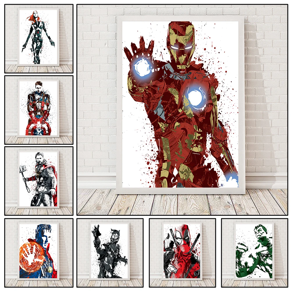 Disney Classic Movie Avengers Marvel Poster Canvas Painting Hulk Iron ...