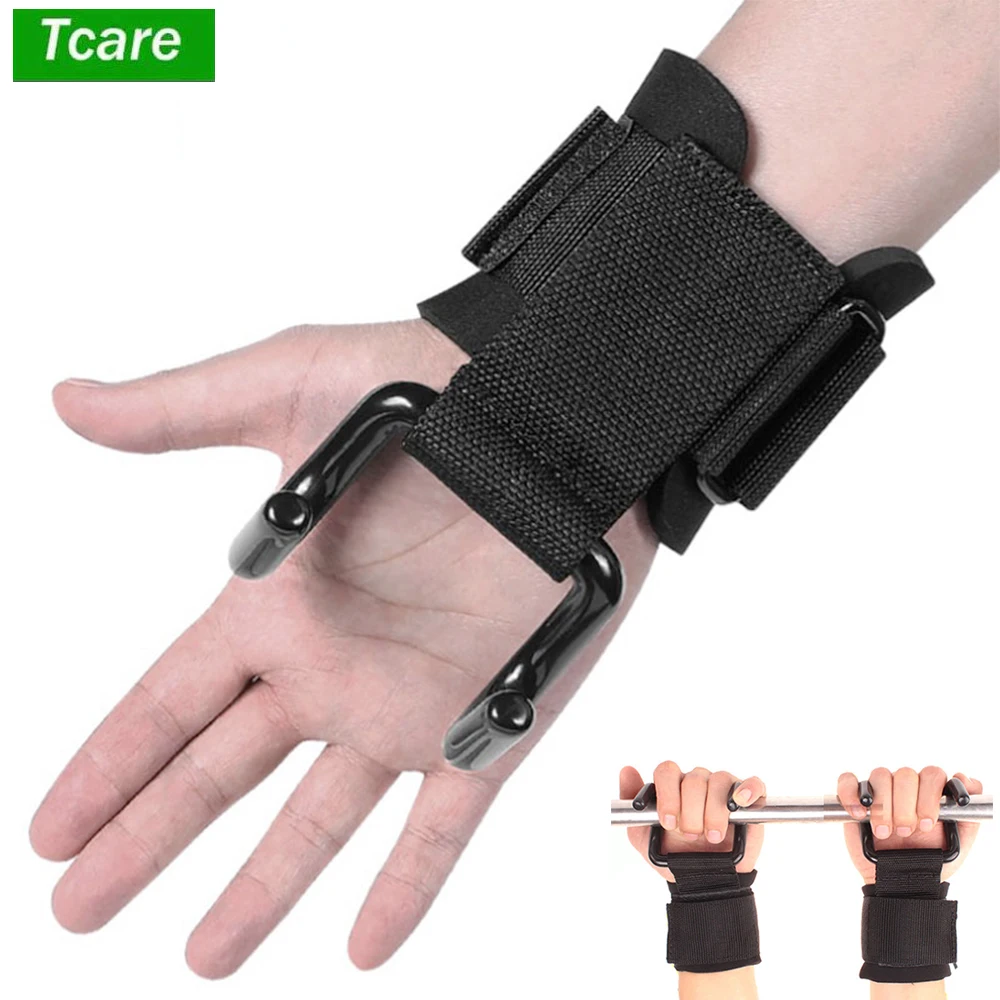 Tcare-2Pcs-Adjustable-Steel-Hook-Grips-Straps-Weight-Lifting-Strength ...