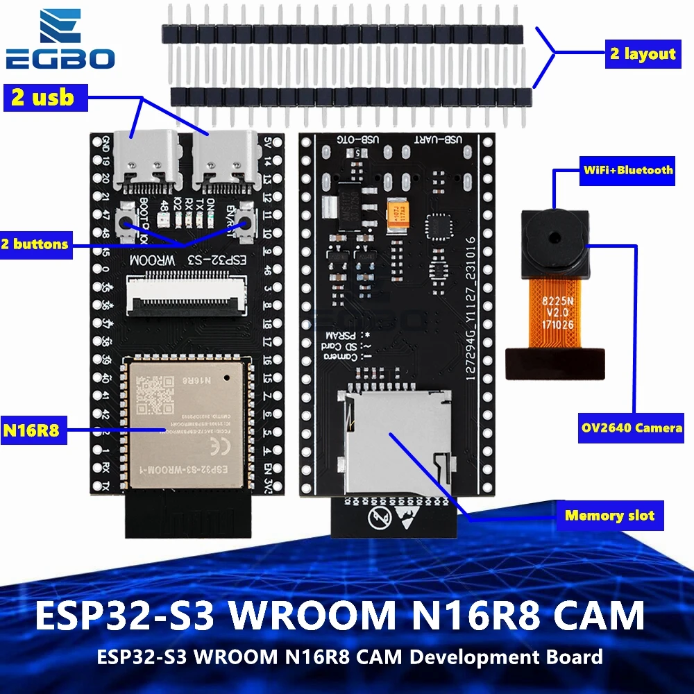 ESP32-S3-WROOM-N16R8-CAM-Development-Board-WiFi-Bluetooth-Module-OV2640 ...