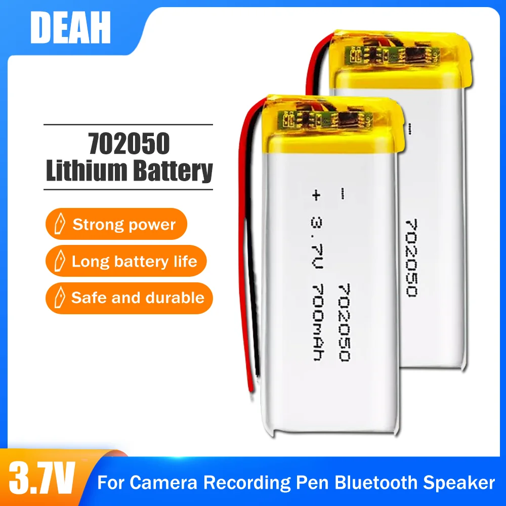 1-2PCS 702050 3.7V 700mAh Rechargeable Lithium Polymer Battery For ...