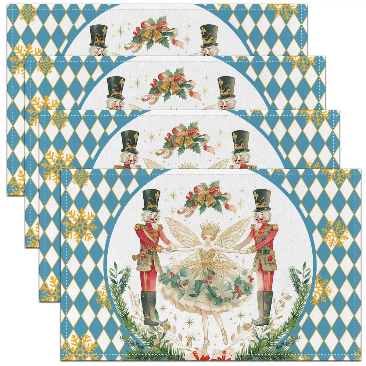 4/6pcs Nutcracker Ballet Snowflake Print Single-Sided Christmas ...