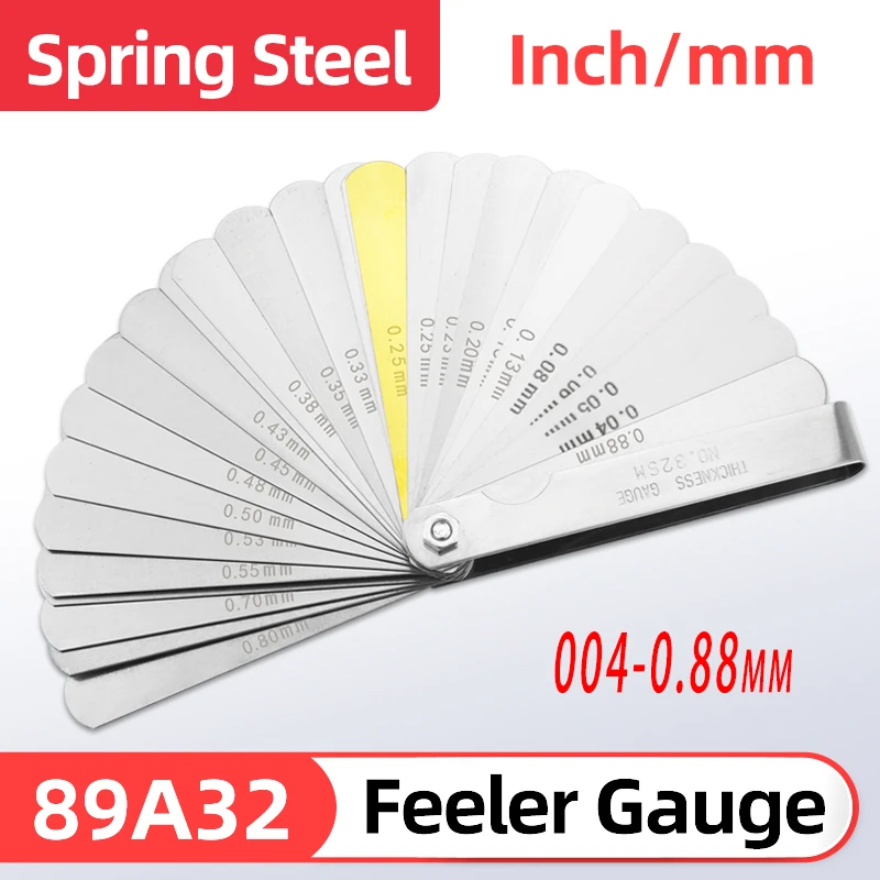 32 Blades Feeler Gauge Metric Gap Filler 0.038-0.889mm / 0015-0.035 Inch Gage Measurment Tool ...