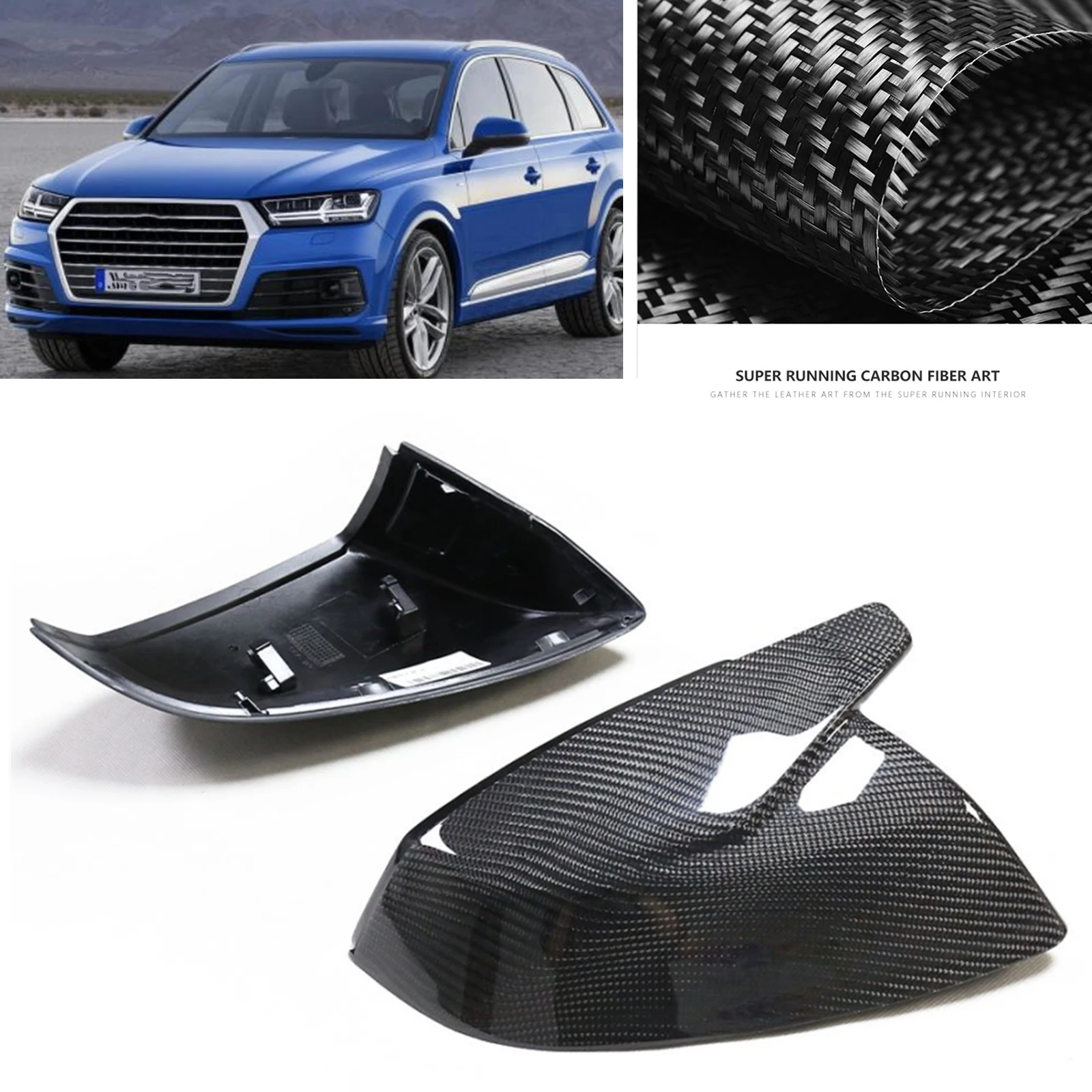 Mirror-Cover-For-Audi-Q5-Q7-2017-Non-Lane-Assist-Carbon-Fiber-Car ...