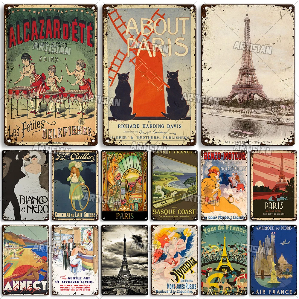 ARTISIAN Retro France Metal Tin Sign Decorative Plate Rusty Travel ...