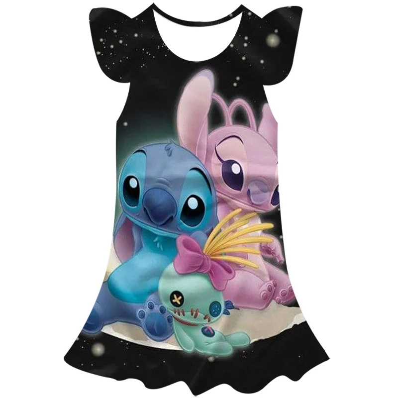 Girls-Stitch-Princess-Dress-For-Kids-Summer-Cartoon-Disney-Stitch-3D ...