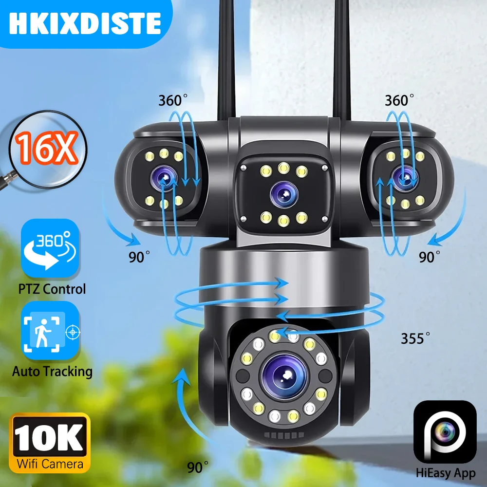 16X Zoom 20MP WIFI IP Camera 4Lens 4 Screens Two Way Audio 360° PTZ ...