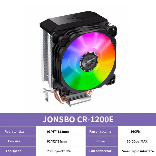 Jonsbo CR1200 Cpu Cooler 2 Heat Pipes Tower Processor Cooler 3Pin For ...