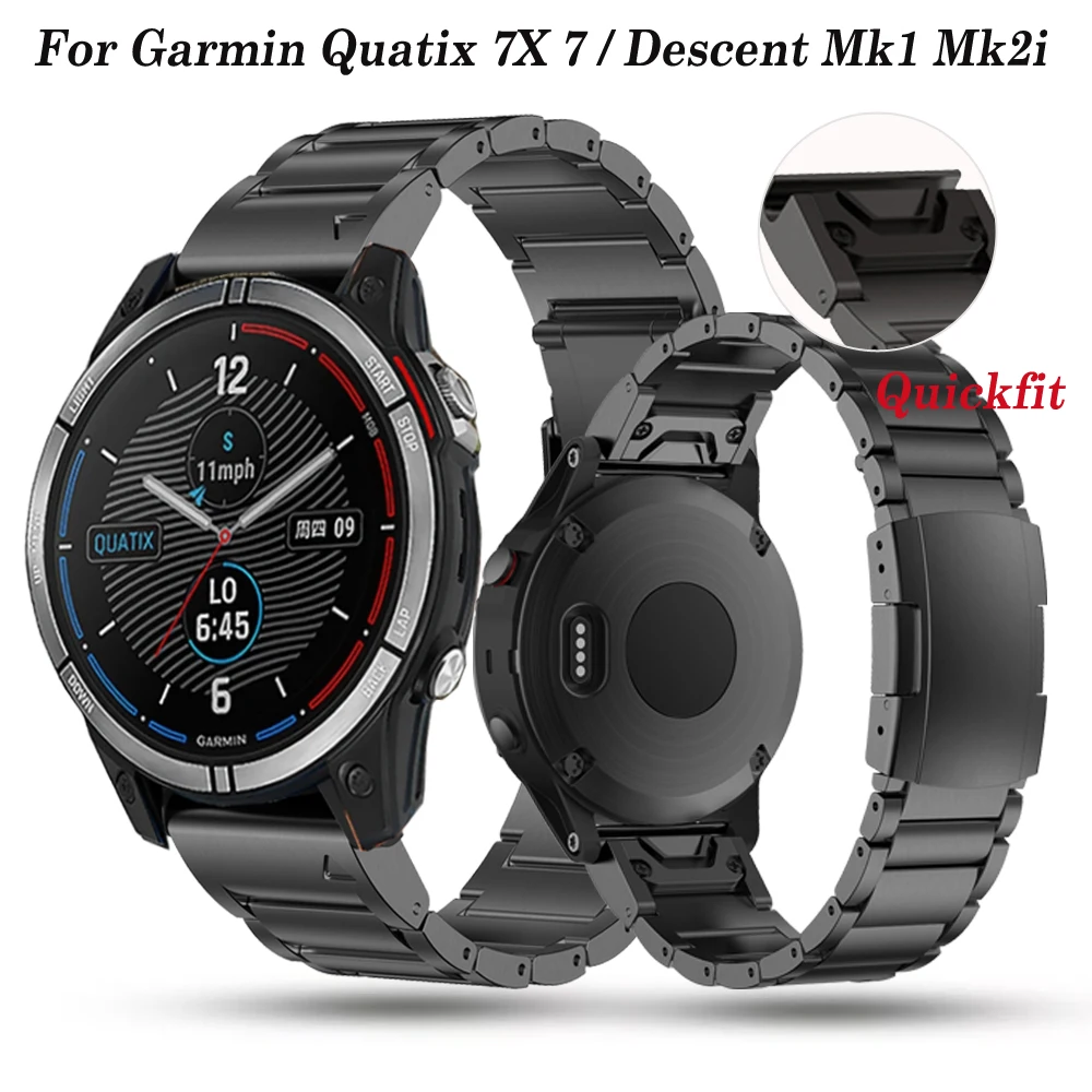 26 22mm Titanium Alloy Smart Watchband Strap For Garmin Fenix 6 6XPro 5 ...