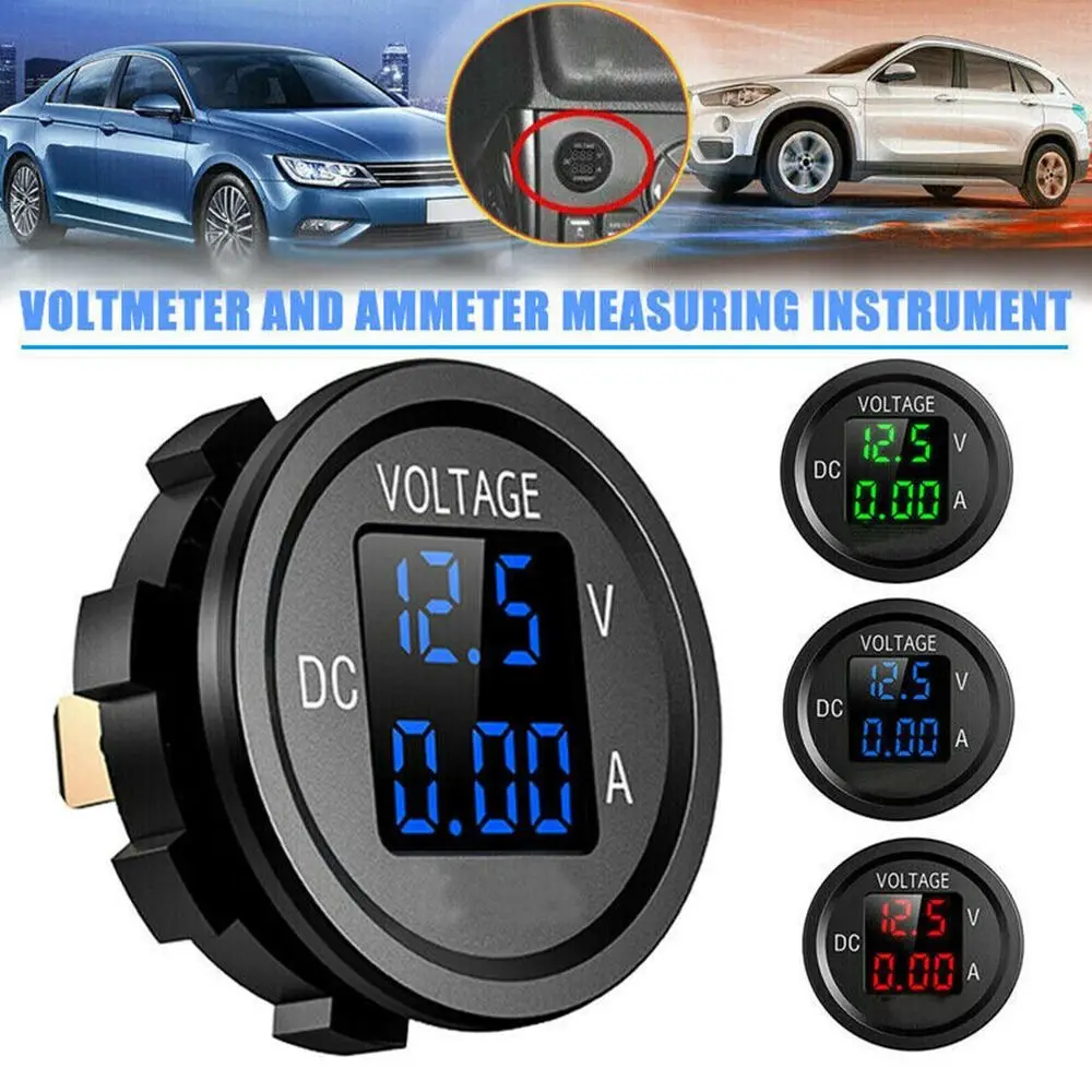 Water-Proof-For-Car-Motorcycle-LED-Display-Voltage-Ammeter-Digital ...