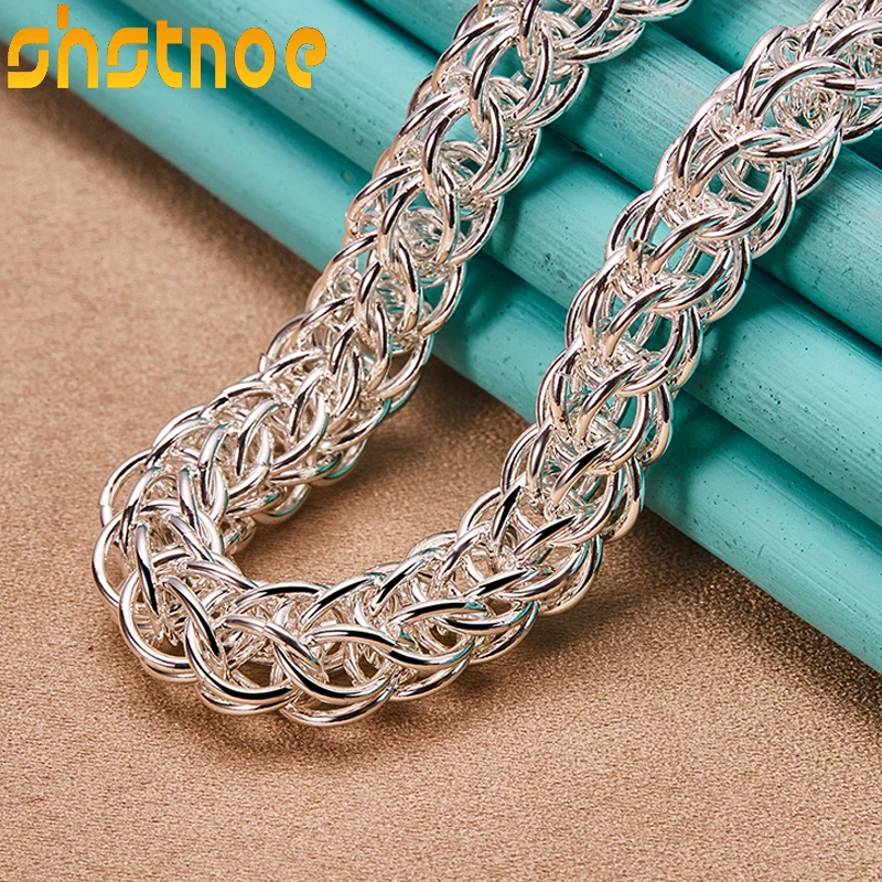 925 Sterling Silver Multi-circle OT Buckle 18 Inch Chain Necklace For Man Women Party Engagement ...