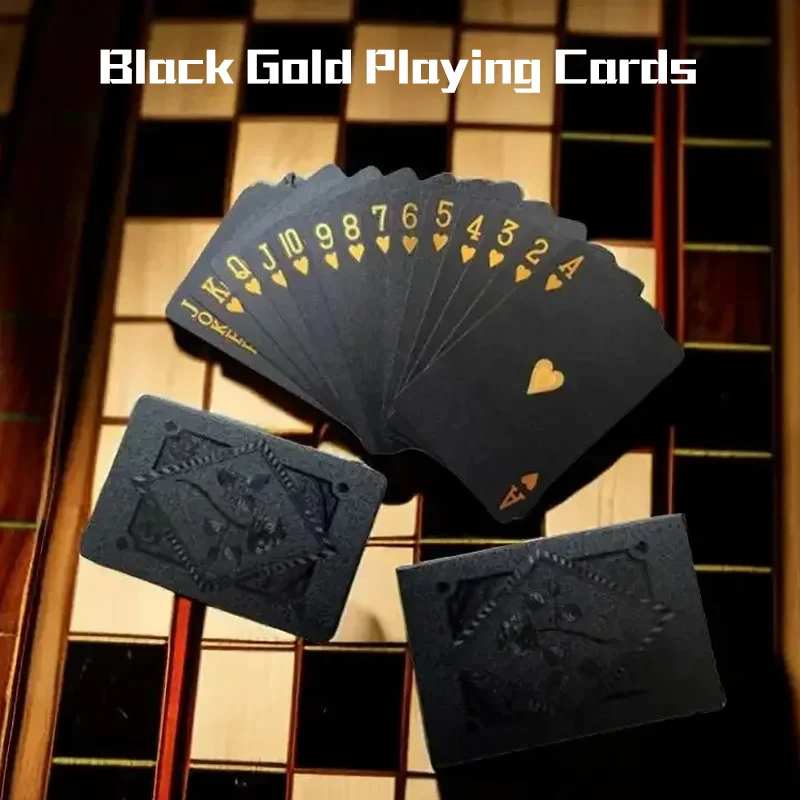 Color-Black-Gold-Playing-Card-Game-Card-Group-Waterproof-Poker-Suit ...