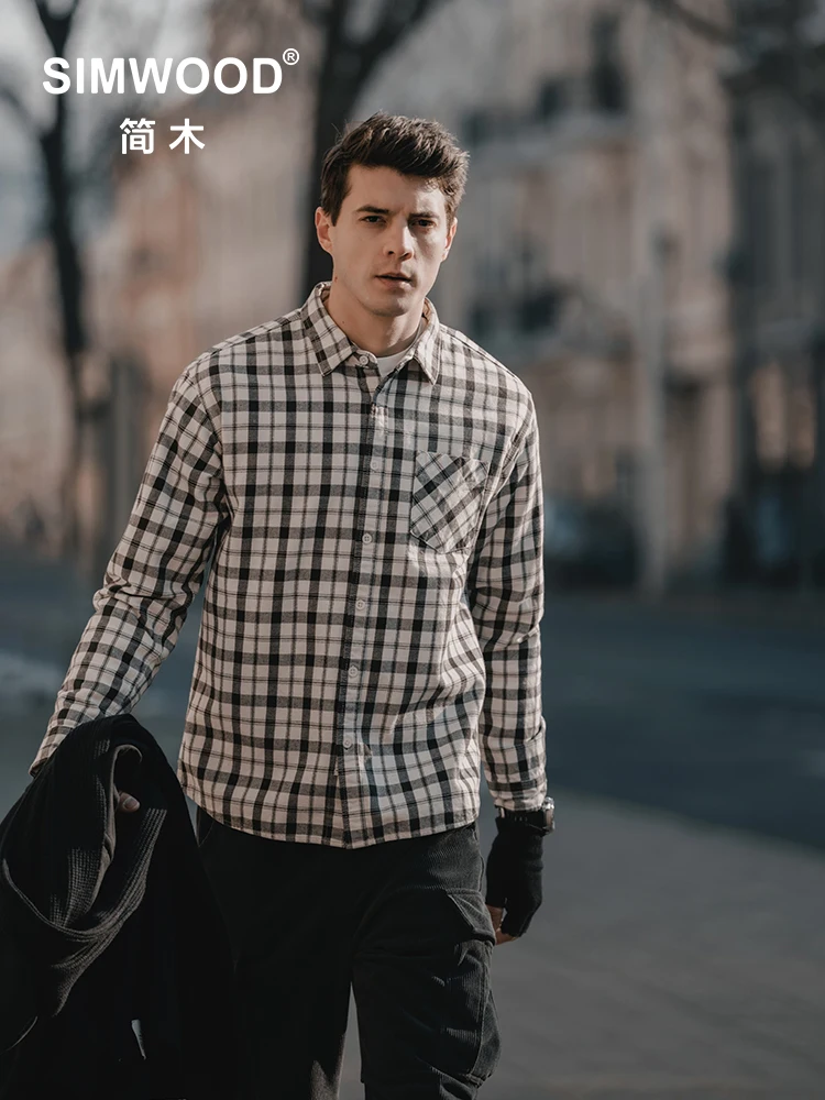 SIMWOOD-2024-Spring-New-Warm-280gsm-Flannel-Fabric-Plaid-Shirts-Men-Oversize-High-Quality-Check ...