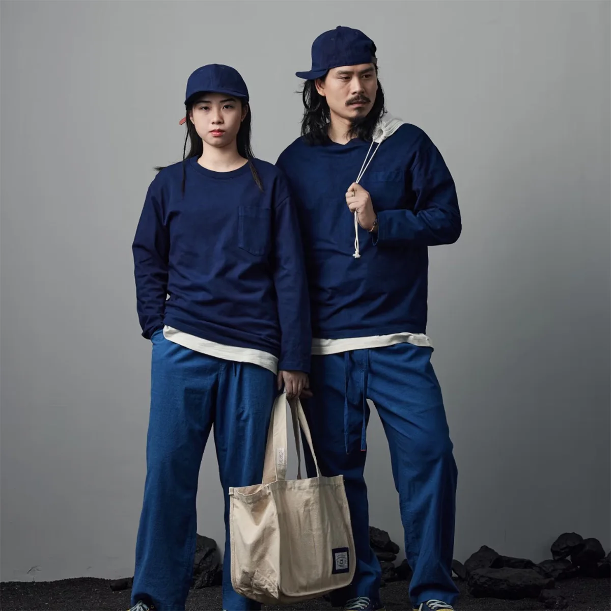 Indigo Plant Blue Dye Heavy 250g Combed Cotton Loose Casual Retro ...