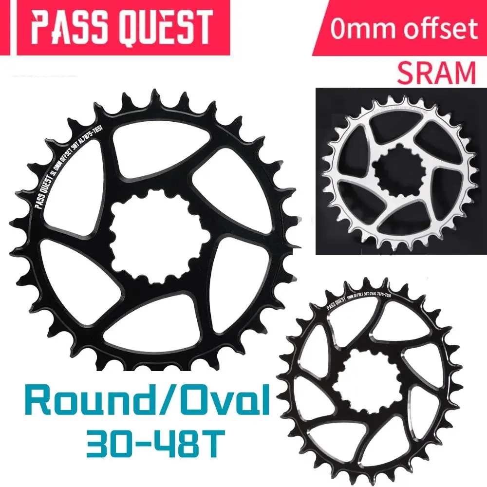 PASS QUEST GXP 0mm Offset Chainring Wide Narrow Teeth Chainwheel 30-48T ...