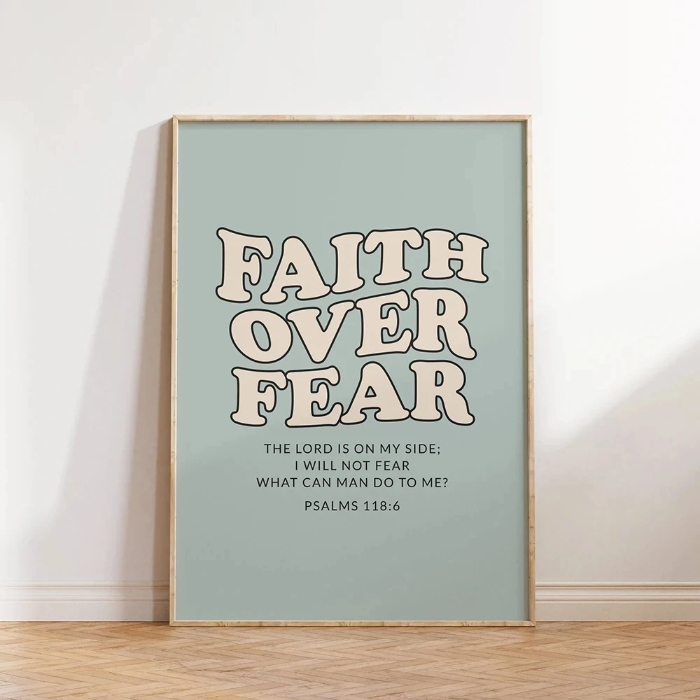 Bible-Verse-Posters-Prints-Faith-Over-Fear-Retro-Christian-Quotes ...