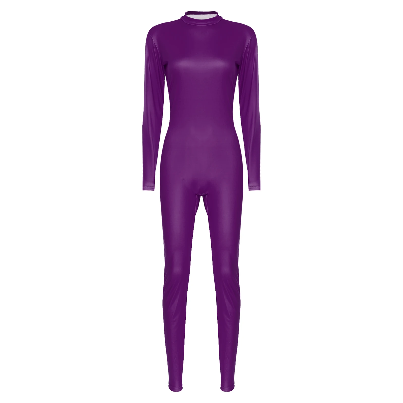 Women-Solid-Color-Zipper-Back-Jumpsuit-Club-Wear-Mock-Neck-Short-Sleeve ...