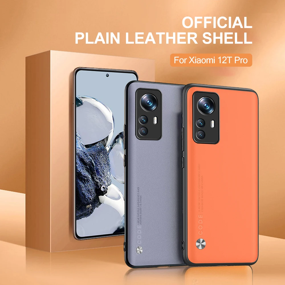 Carcasa For Xiaomi 12T Pro Case Plain Skin Leather Coque Xiomi Mi12T Mi ...