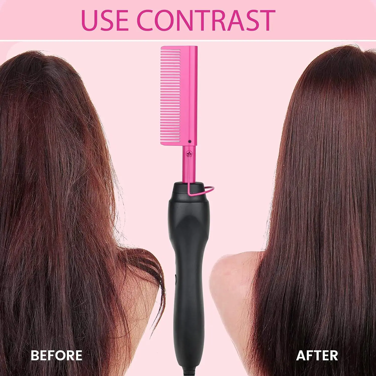 Electric-Pink-Hot-Comb-Professional-Fast-Heating-Styling-Comb-Hair ...