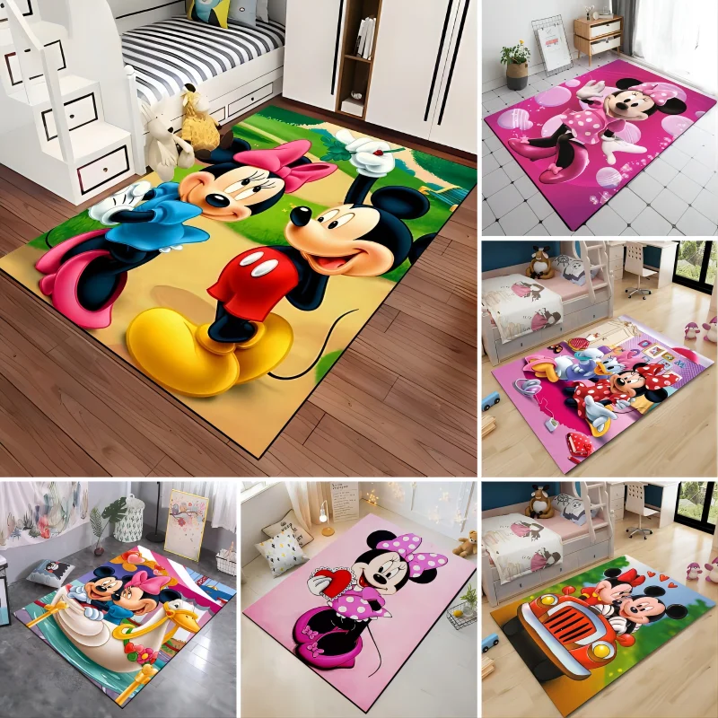 MINISO-Disney-Cartoon-Carpet-for-Bedroom-Decor-Mickey-Minnie-Print-Rugs ...