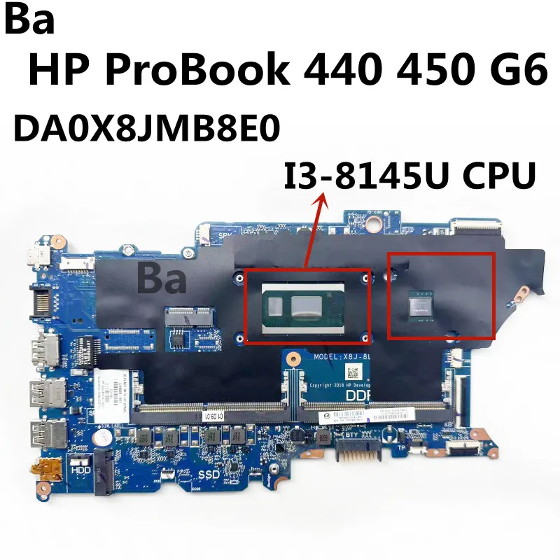 For-HP-ProBook-440-450-G6-Laptop-Motherboard-DA0X8JMB8E0-CPU-I3-8145U ...