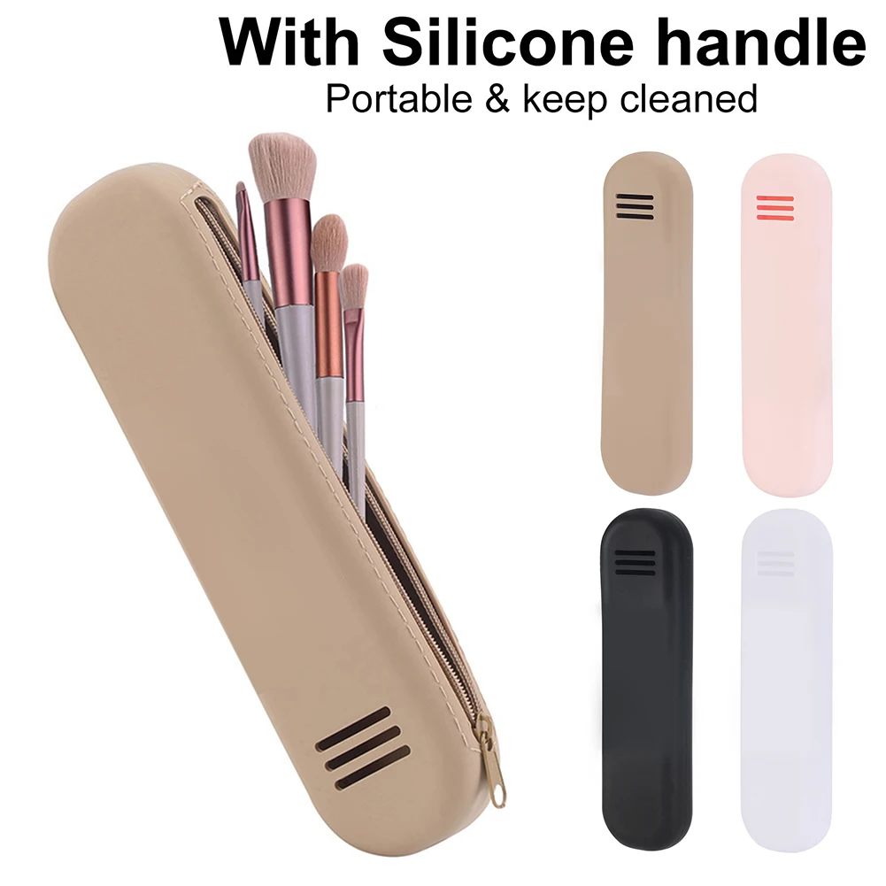 Silicone-Makeup-Brush-Holder-Bag-with-Zipper-Makeup-Tools-Organizer ...
