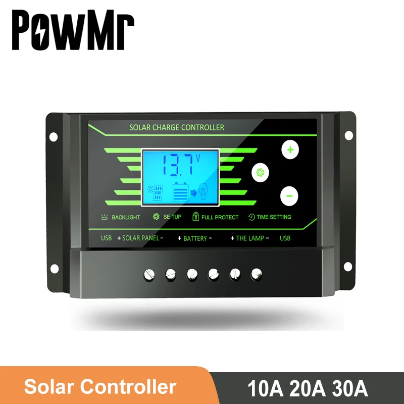 Pwm Solar Controllers 30a 20a 10a 12v 24v Auto Pv Solar Charge Controller Back-light Lcd Display ...