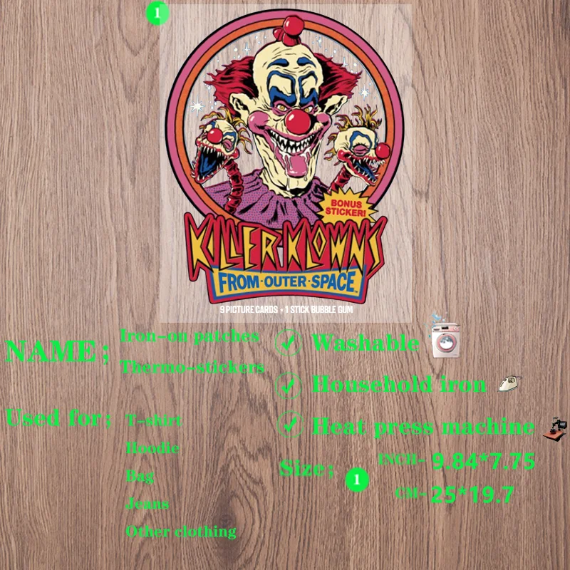 Scary Alien Clown“Killer Klowns From Outer Space ”Heat transfer printed ...