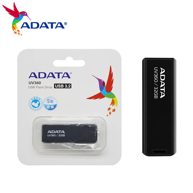 ADATA-UV360-USB-3-2-Flash-Drive-64GB-32GB-USB-Pendrive-Black-Memory ...