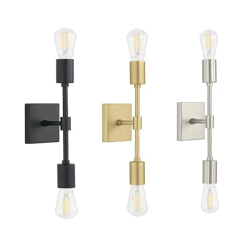 Room Decor American Double-headed Led Edison Simple Iron Lamps Bedroom ...