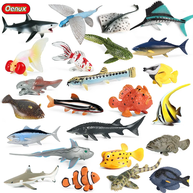 Oenux-Ocean-Animals-Model-Starfish-Goldfish-Shark-Ray-Sea-Bass-Action ...