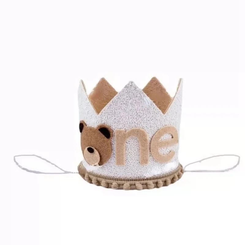 Teddy-Bear-One-Year-Felt-Crown-Birthday-Party-Hats-Cartoon-Animal ...